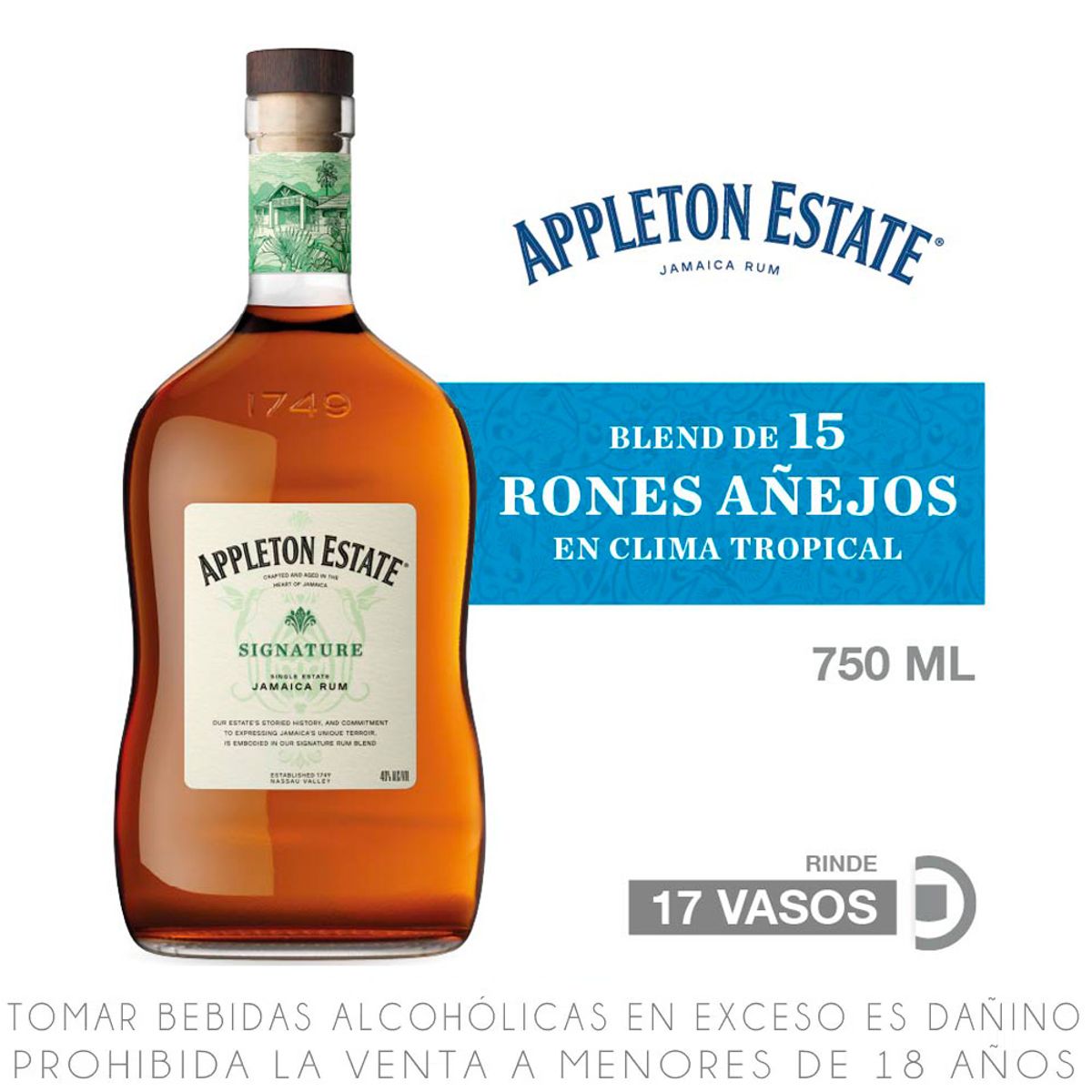 Ron APPLETON ESTATE Signature Botella 750ml | DRINKYN Perú